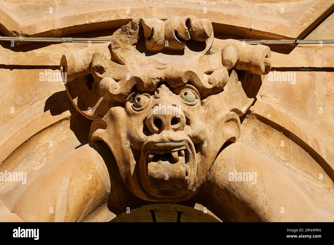 Palazzo Beneventano, head of a demon, house facade, Scigli, baroque ...