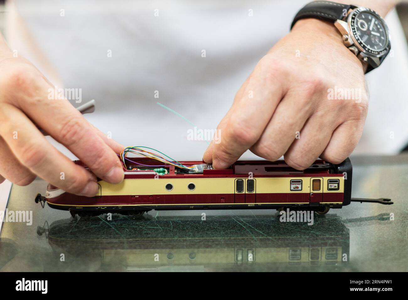 Repair of a model railway Stock Photo - Alamy