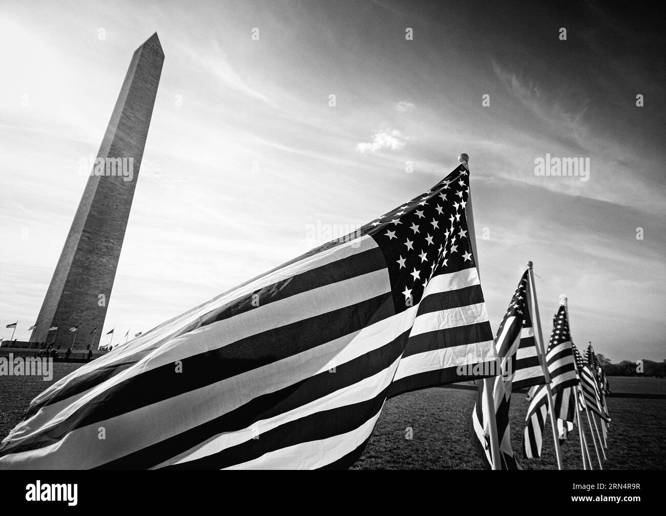 Washington Monument and American flags, National Mall, Washington, D.C ...