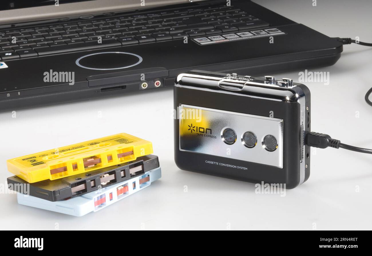 still life shot of portable cassette tape recorder Stock Photo - Alamy