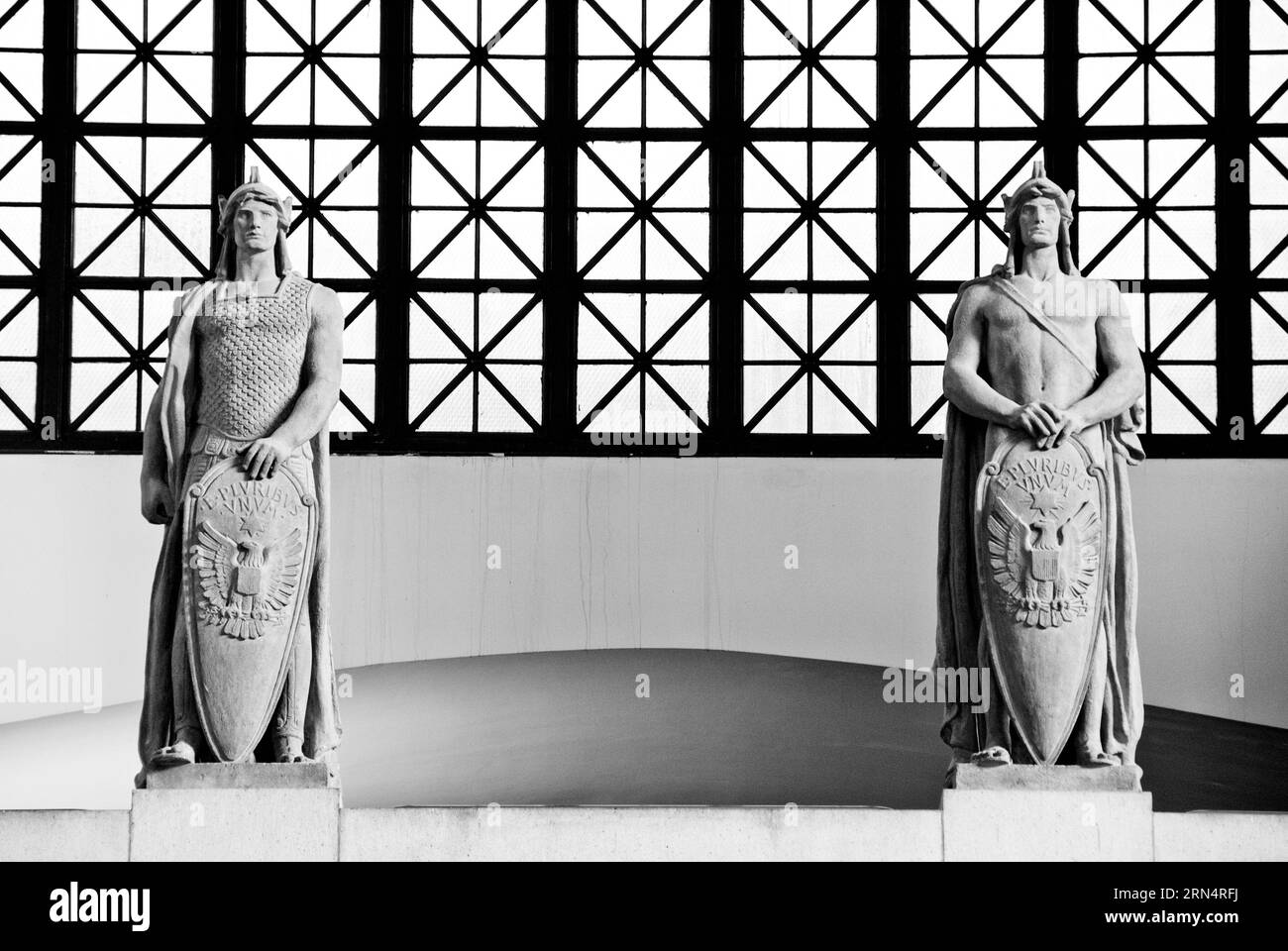 Statues of Roman sentries adorning the inside walls of Union Station in ...