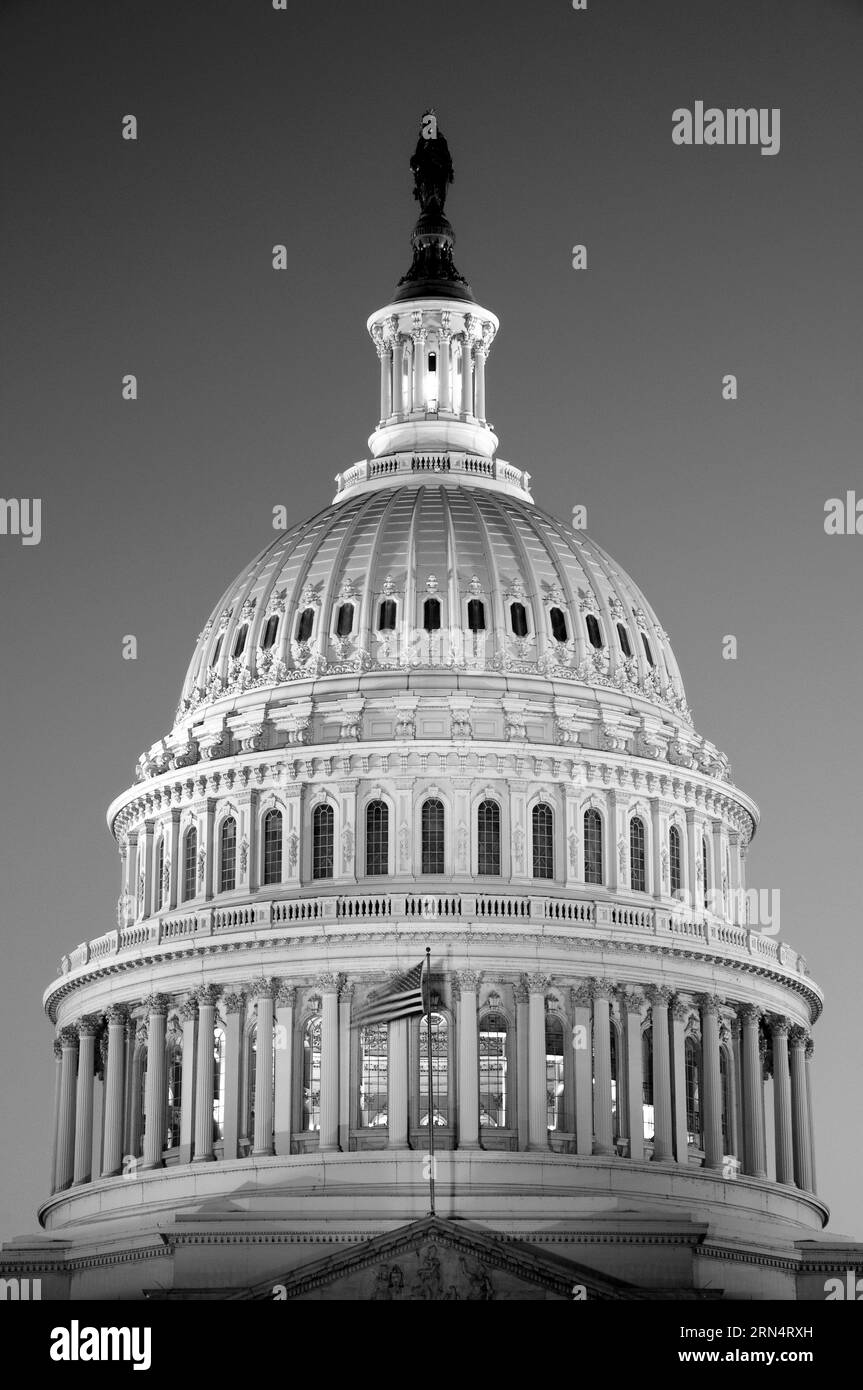 US Capitol Building dome, Capitol Hill, Washington, D.C. Black and ...