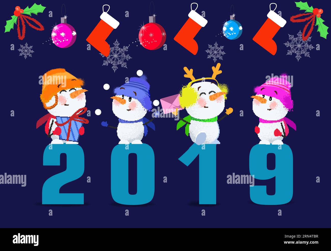 Two thousand and nineteen blue festive poster design Stock Vector Image ...