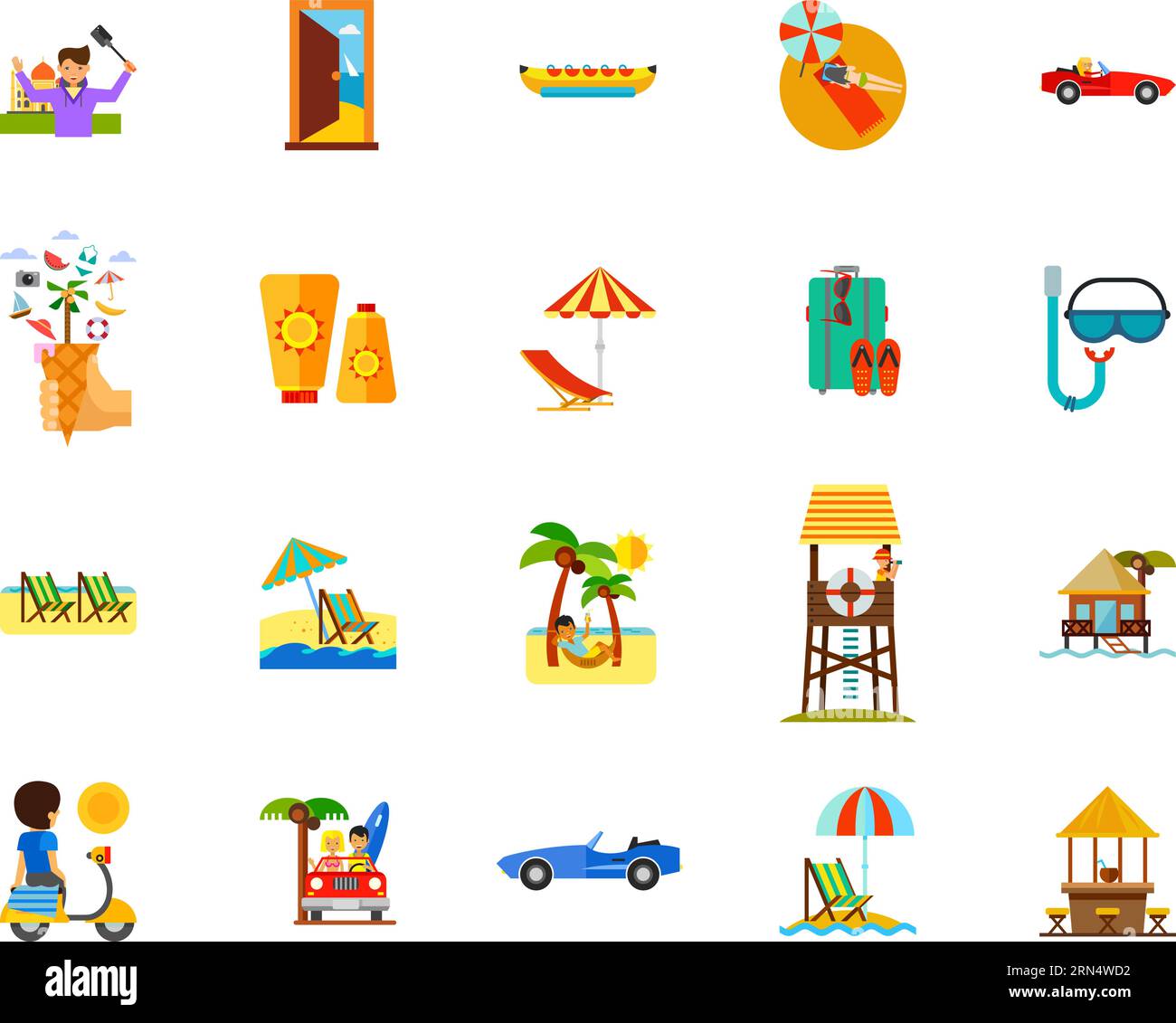 Beach holidays icon set Stock Vector Image & Art - Alamy