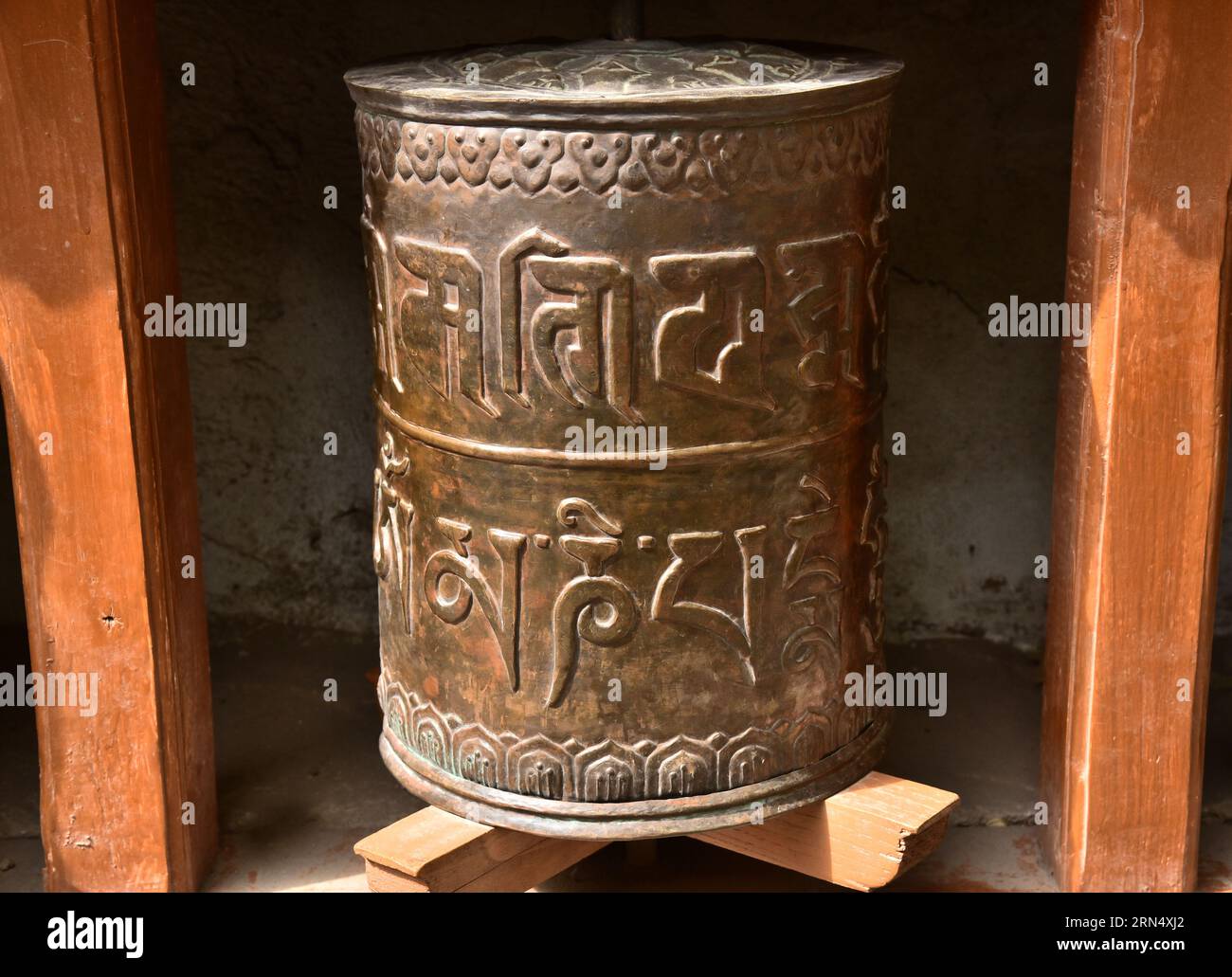 rotating prayer wheel, buddhist monastry,ladakh,india Stock Photo - Alamy