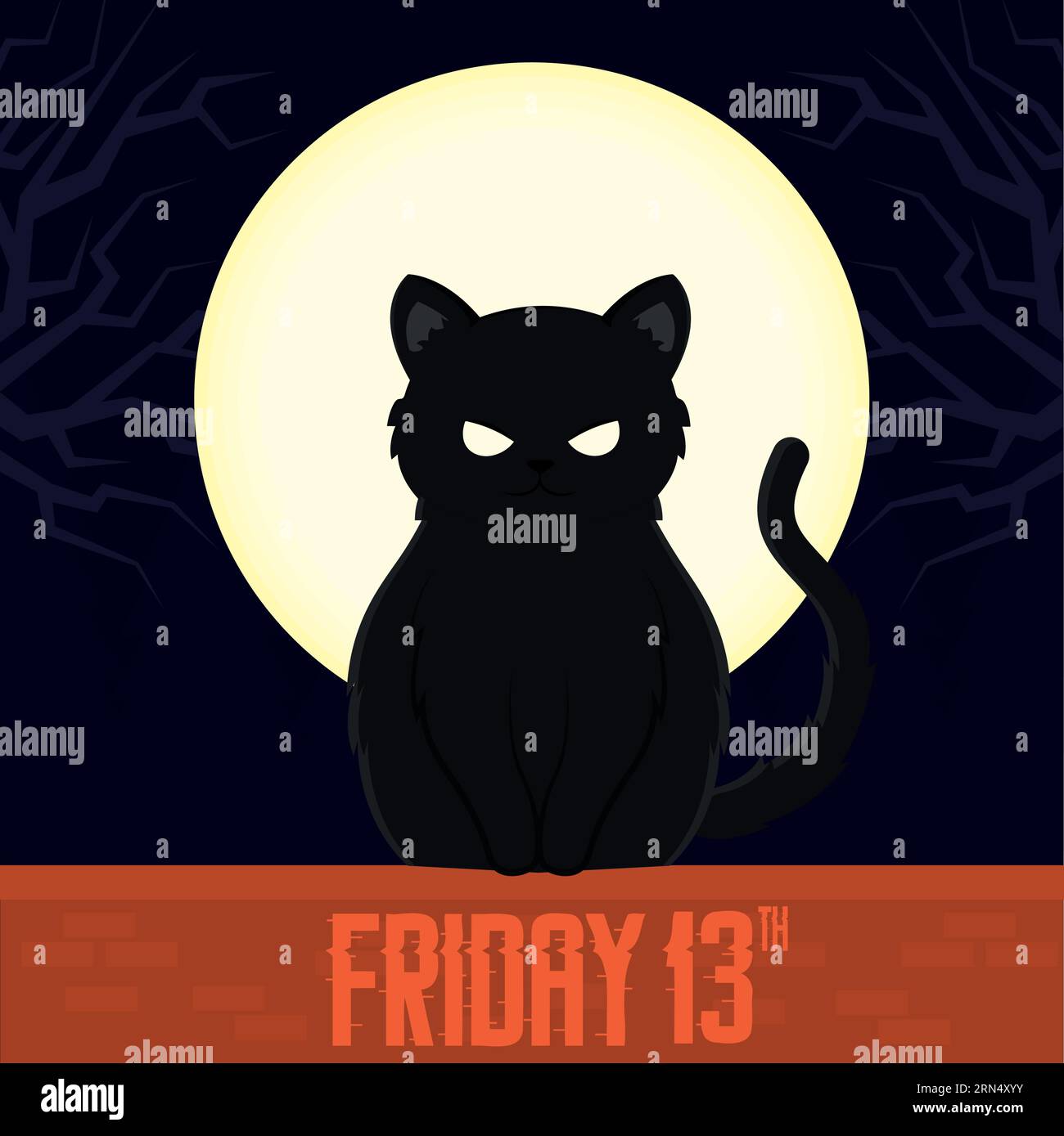 Friday 13th Poster With Black Cat Vector Illustration Stock Vector