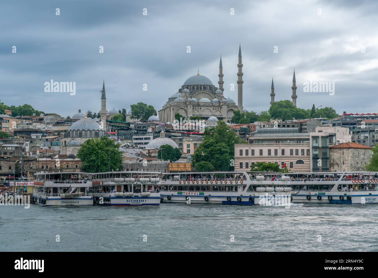 Magnificent landscape city view of the Rustem Pasha Mosque and Eminonu ...