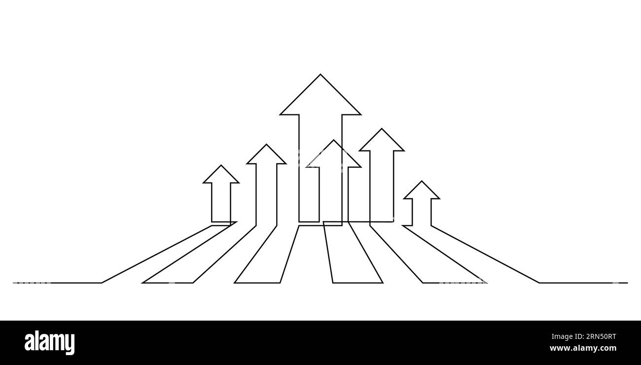 arrows in up direction perspective one line drawing vector illustration ...