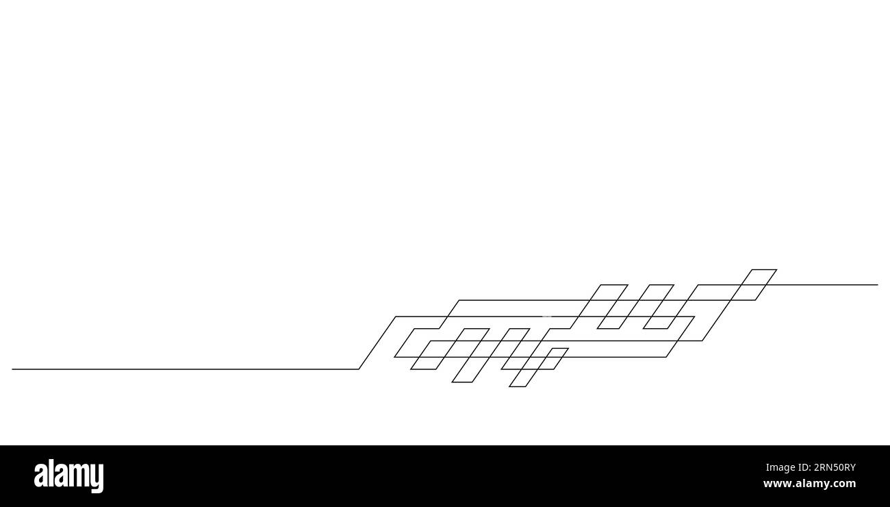 Digital Technology Graphic Design Element In One Line Minimalist Vector