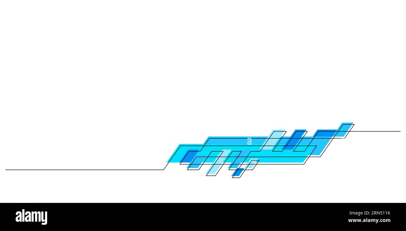 digital technology graphic design element in one line minimalist with ...