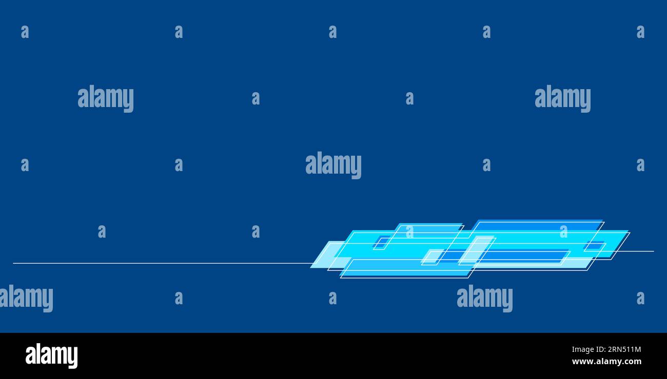 blue digital technology graphic design element in one line minimalist ...