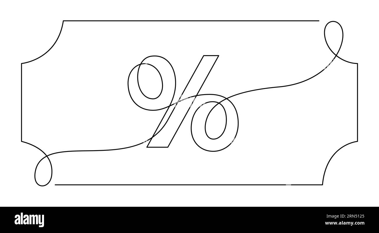 Percentage Sign In Continuous Line Drawing Vector Illustration Stock