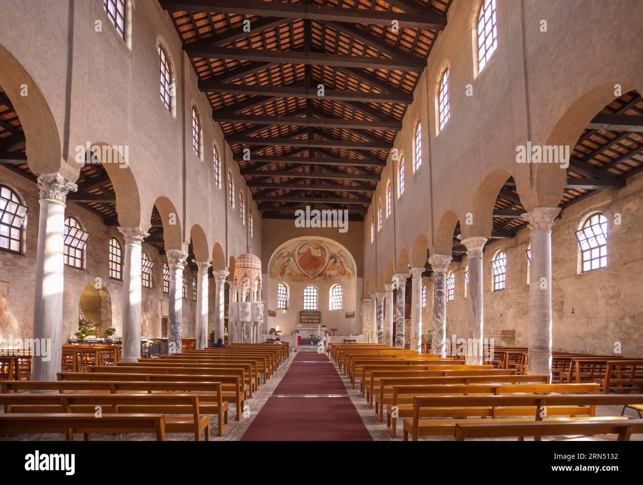Interior of the Basilica di Sant Eufemia, ancient columns, Grado ...