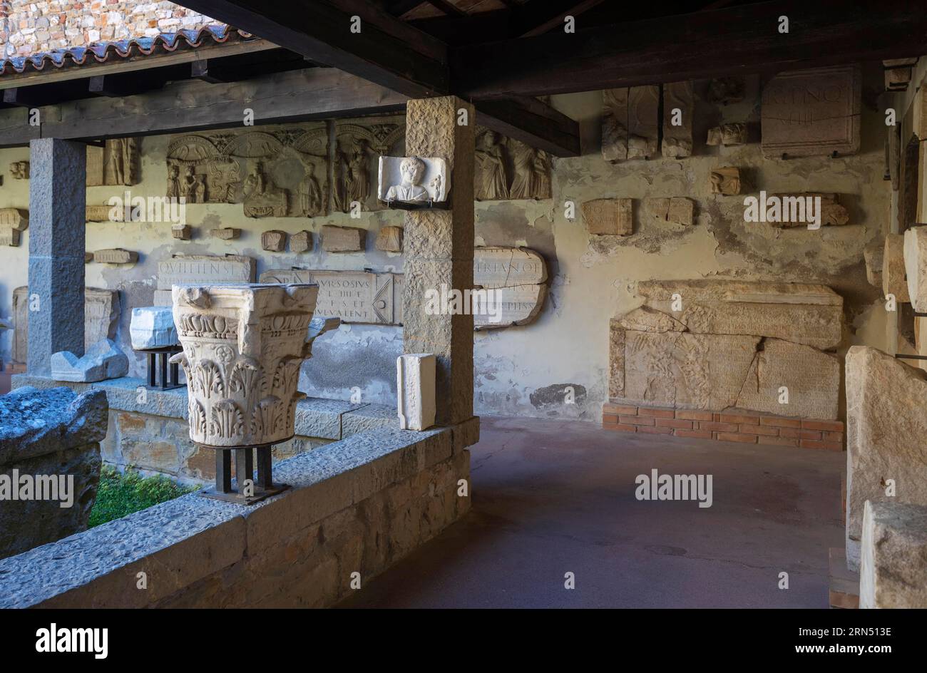 Ancient fragments of sculptures in the Grado Lapidarium, Basilica di ...