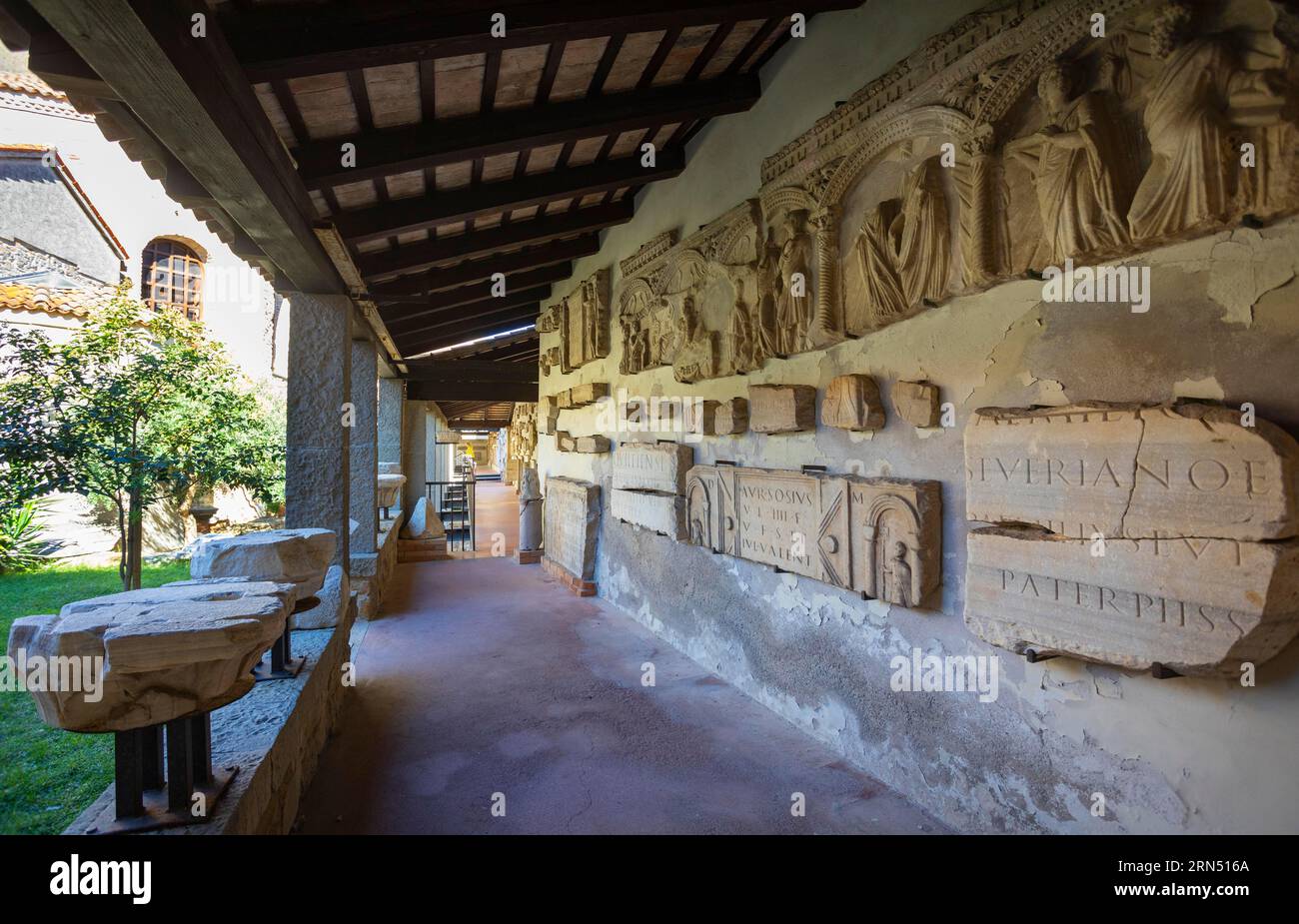 Ancient fragments of sculptures in the Grado Lapidarium, Basilica di ...