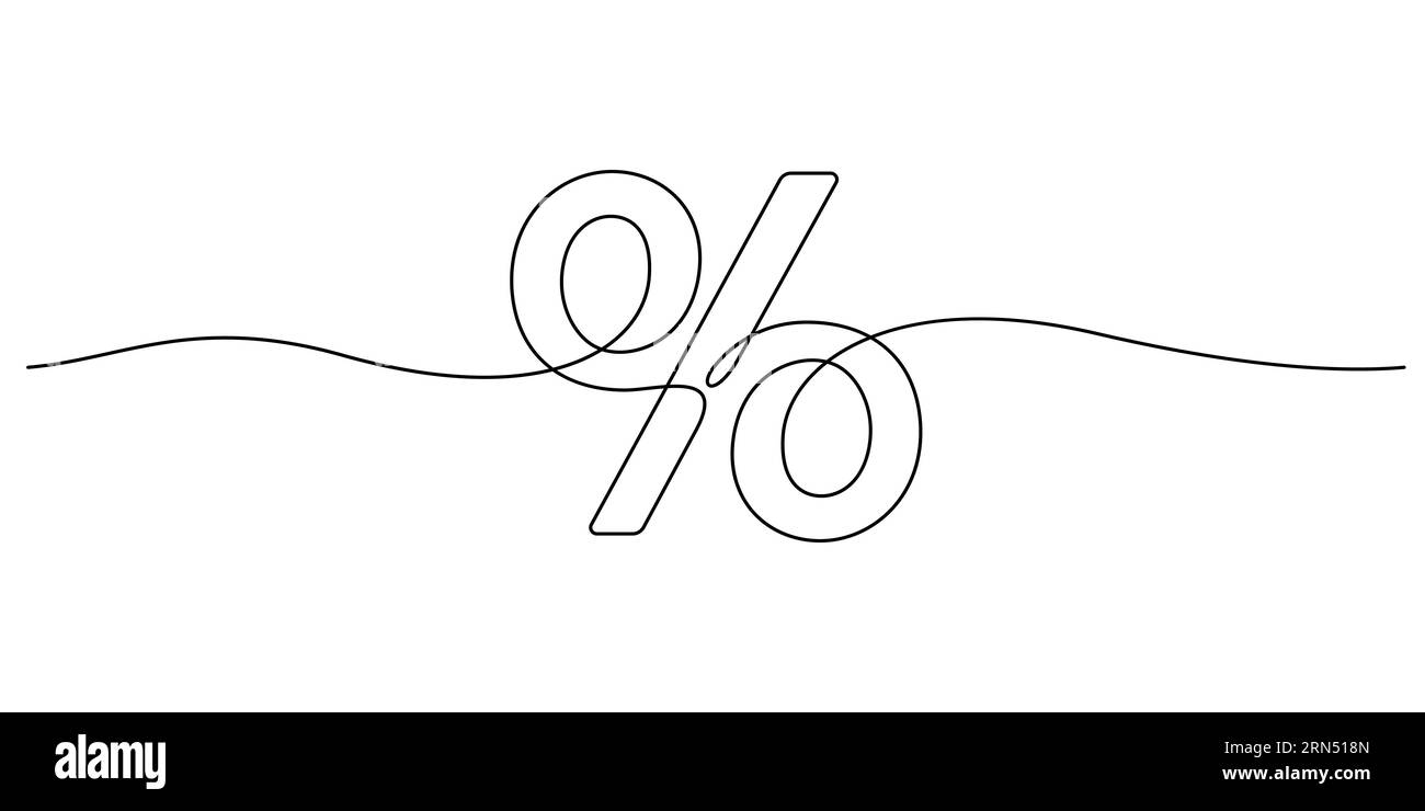 one line drawing of percent symbol minimalist style thin line vector ...