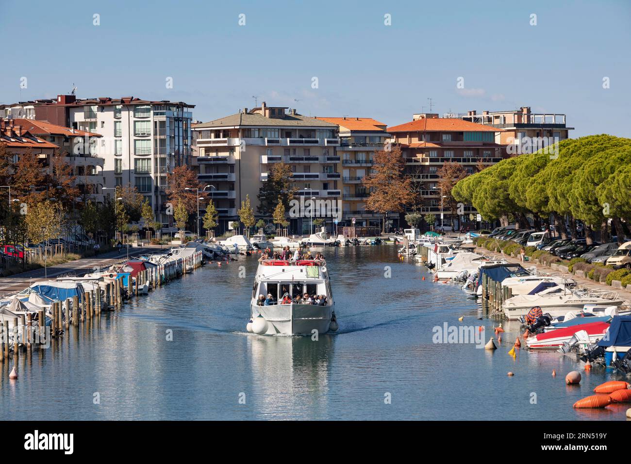 Tourist excursion boat in the Canale della Schiusa, Grado, Friuli ...