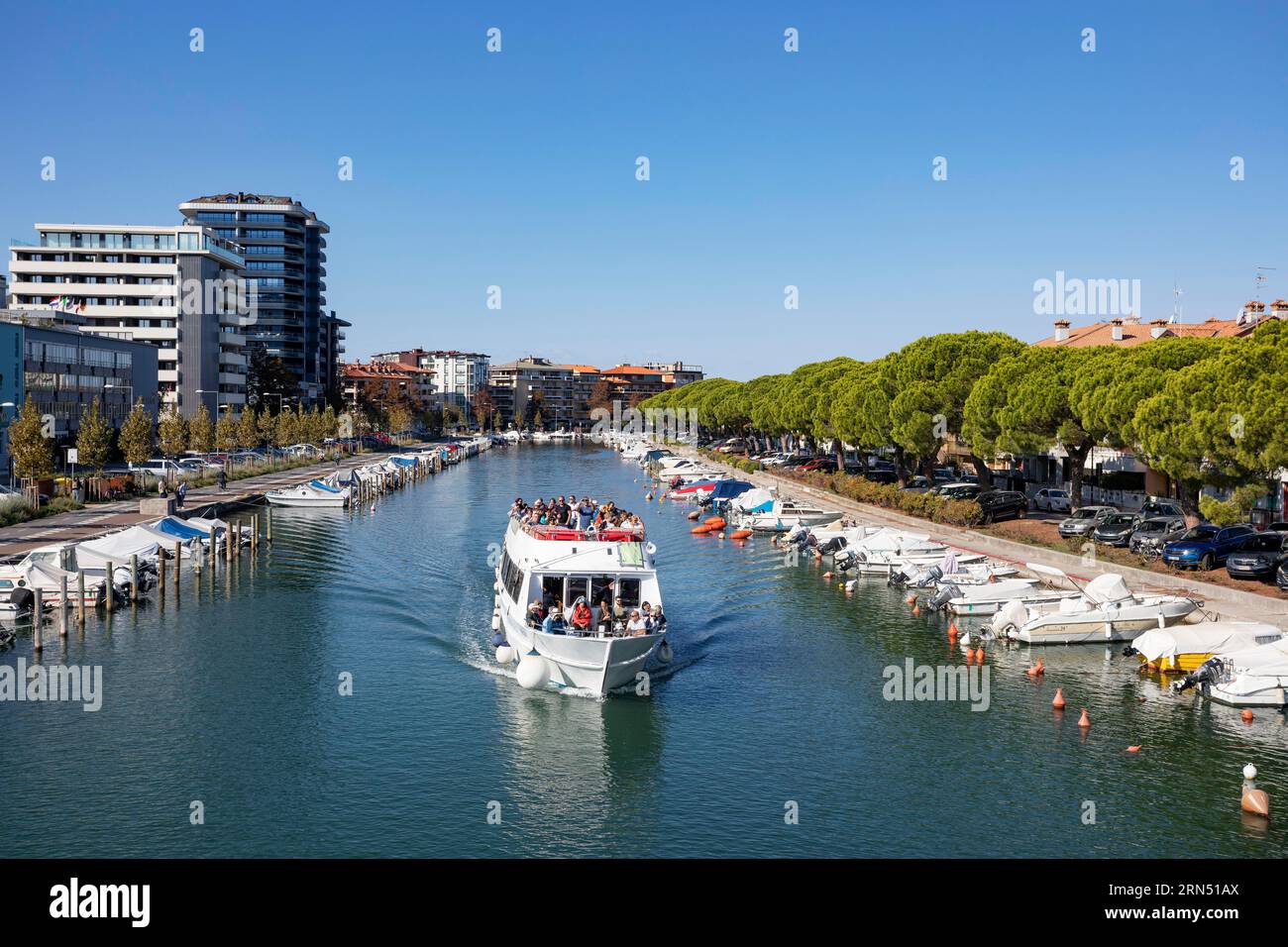 Tourist excursion boat in the Canale della Schiusa, Grado, Friuli ...