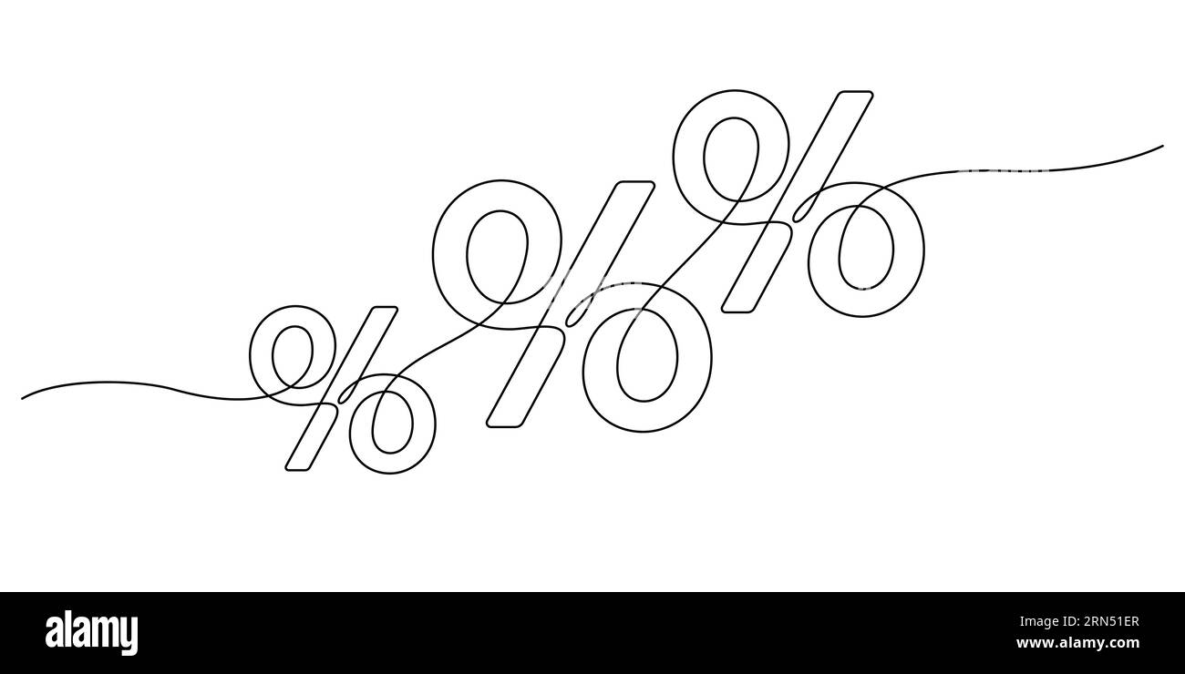 continuous line drawing of percent symbol triple minimalist style thin ...