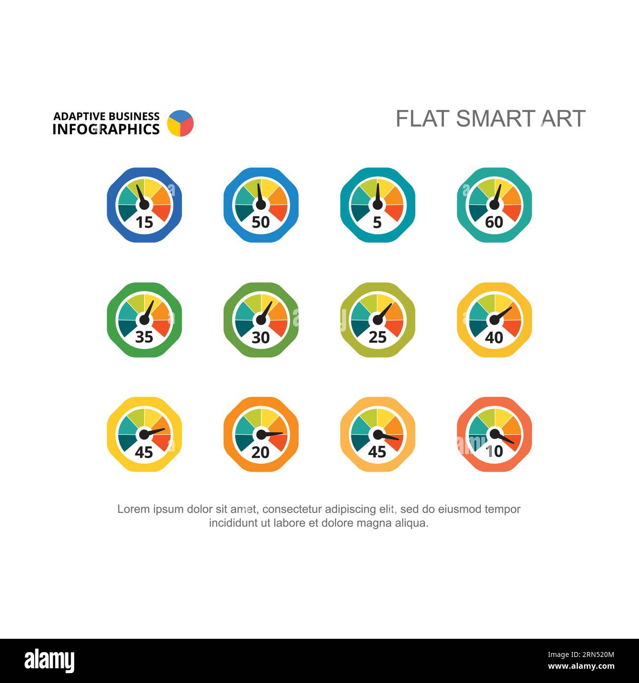 Gauges With Different Scores Vector Illustrations Set Stock Vector
