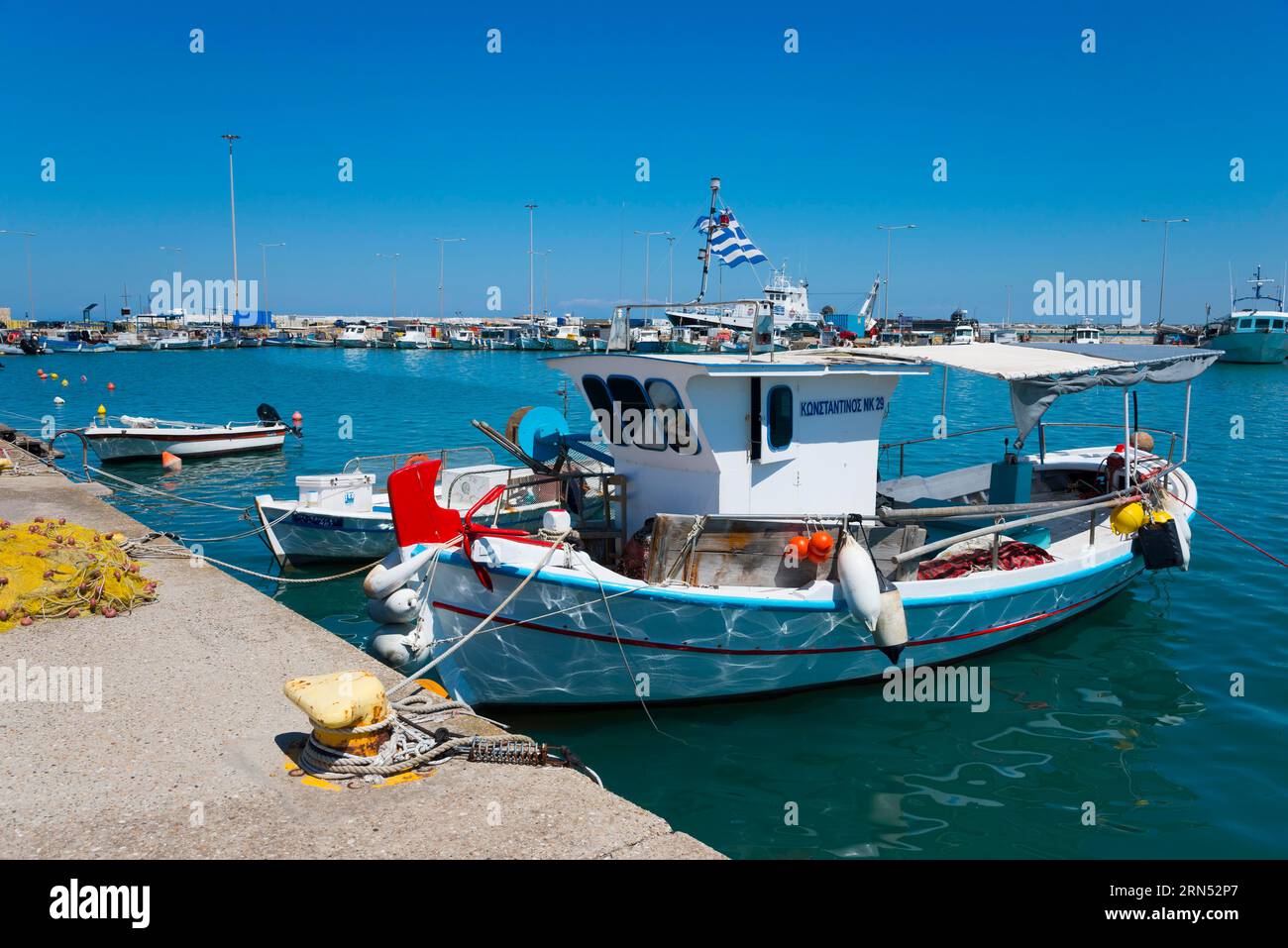 Boats in the harbour, Killini, Kyllini, Elis, Peloponnese, Greece Stock ...