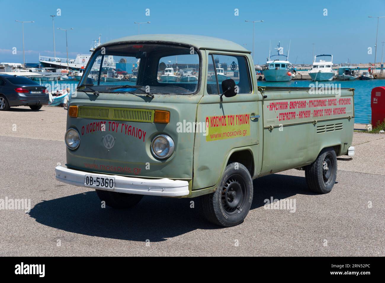 VW T2, classic car, harbour, Killini, Elis, Peloponnese, Greece Stock ...