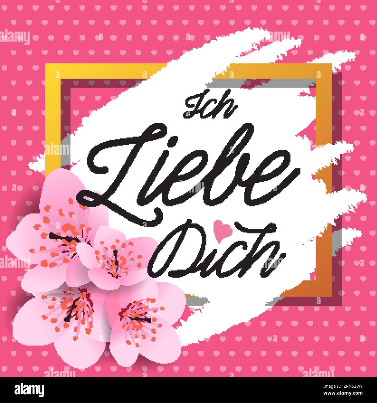 Ich Liebe Dich Lettering with Flowers Stock Vector Image & Art - Alamy