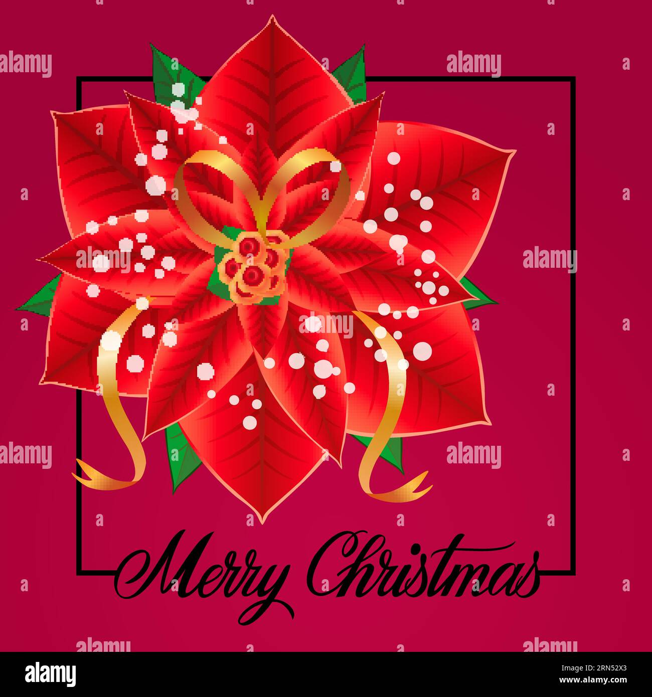 Merry Christmas Lettering with Flower Stock Vector Image & Art - Alamy