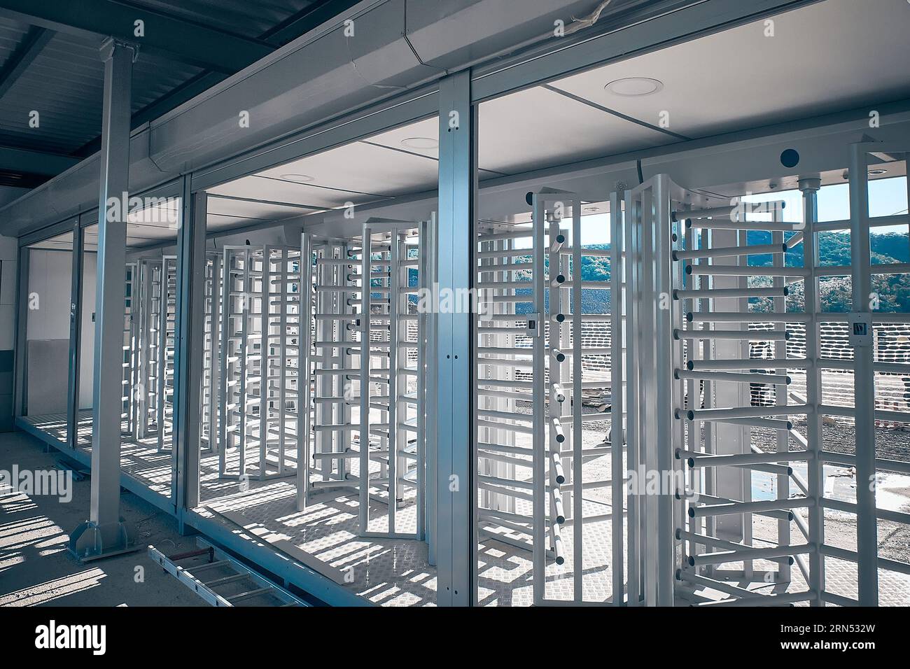 Newly built access control security gate. Prefabricated security ...