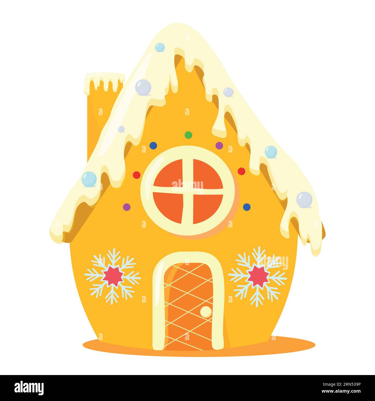 Gingerbread house covered with candy icing. Vector illustration Stock ...