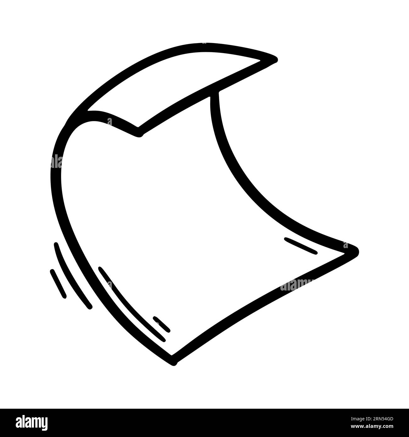 Curled flying page. Empty paper blank. Document in doodle style. Hand ... Curled flying page. Empty paper blank. Document in doodle style. Hand ...