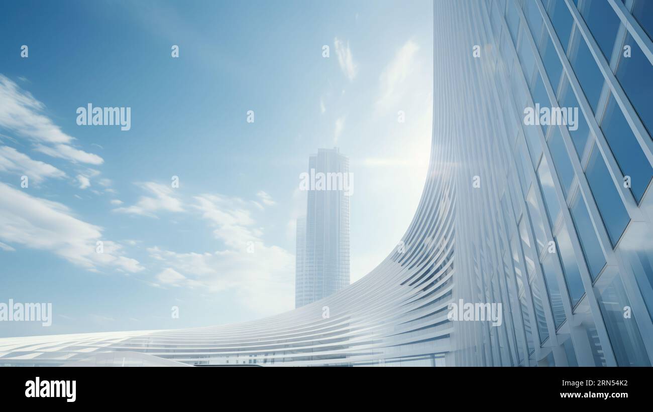 Abstract blue building skyscraper under sky background for business ...
