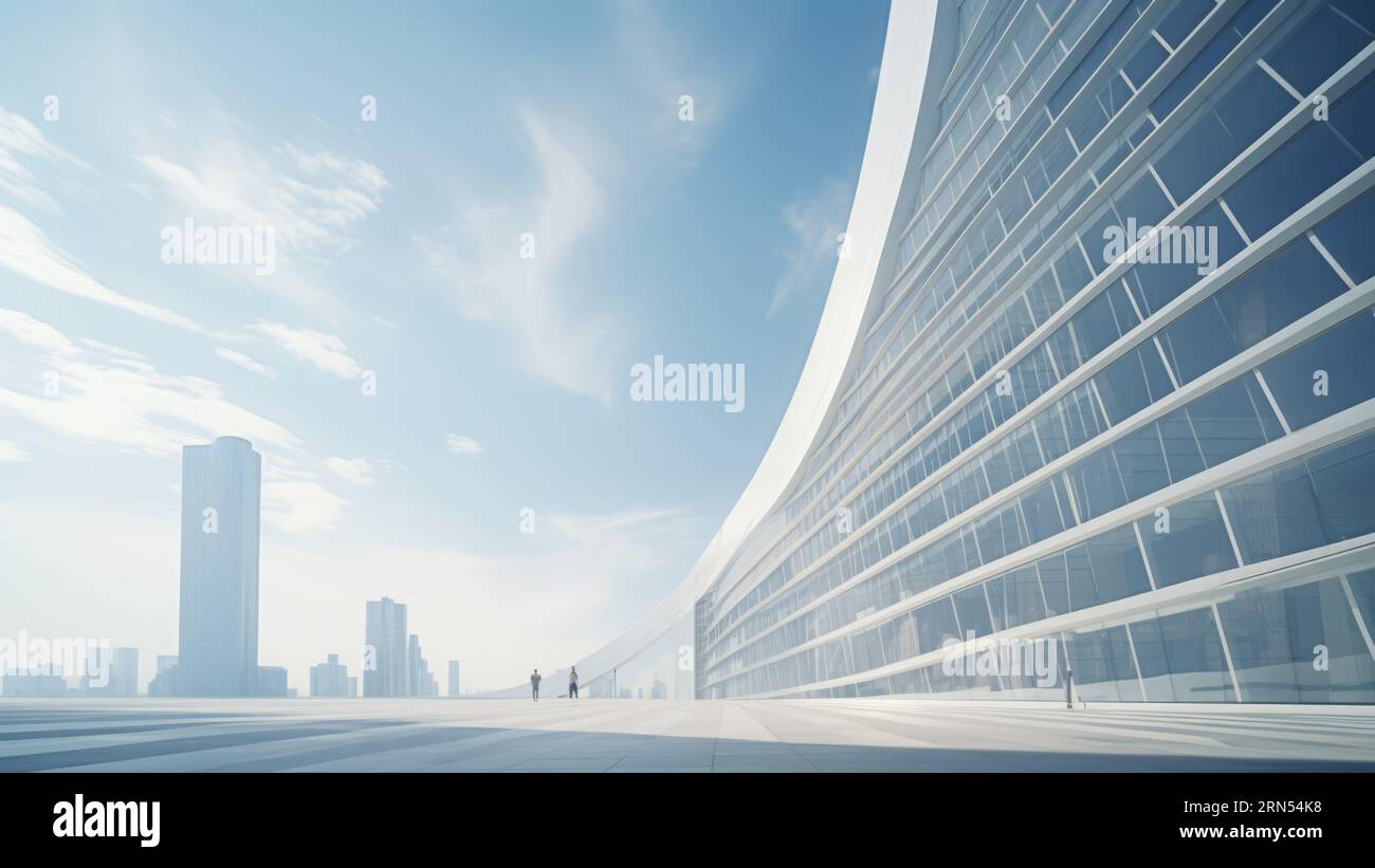 Abstract blue building skyscraper under sky background for business ...