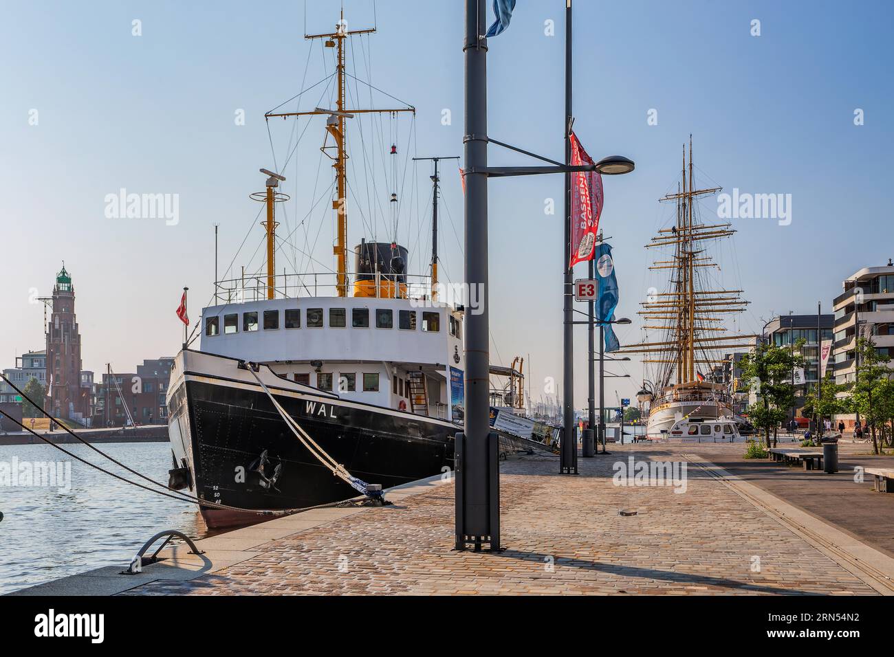 Historic icebreaker Whale and sail training ship Germany in the New ...