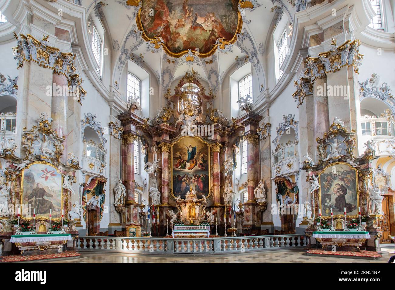 Interior of the pilgrimage church Basilica Vierzehnheiligen, Bad ...
