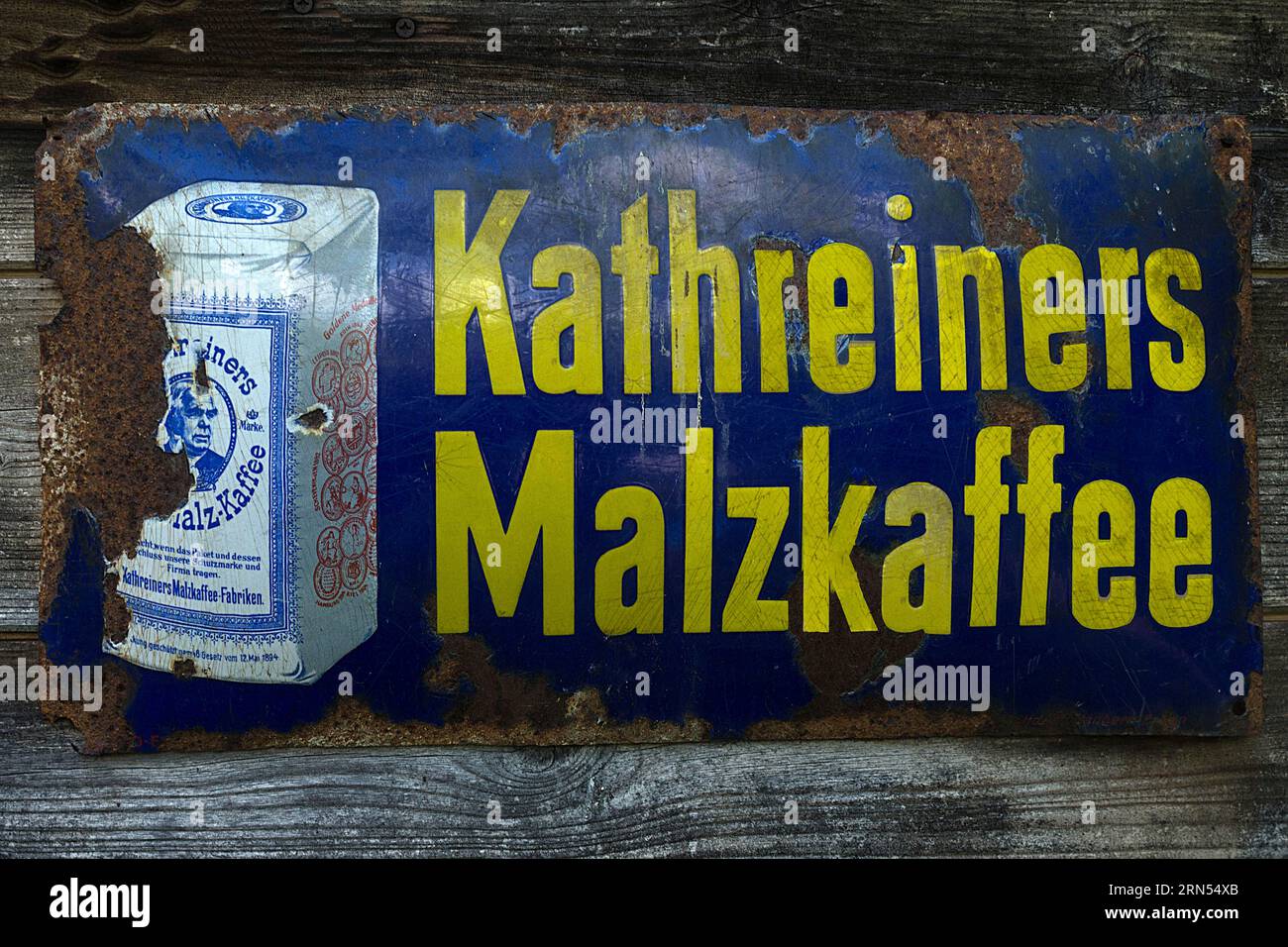 Old tin sign from the 1950s, Kathreiners Malt coffee, Bavaria, Germany ...