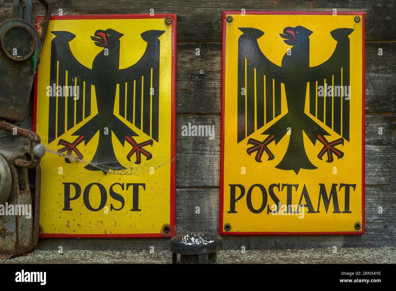 Old tin signs, post signs from the 1950s, Bavaria, Germany Stock Photo ...