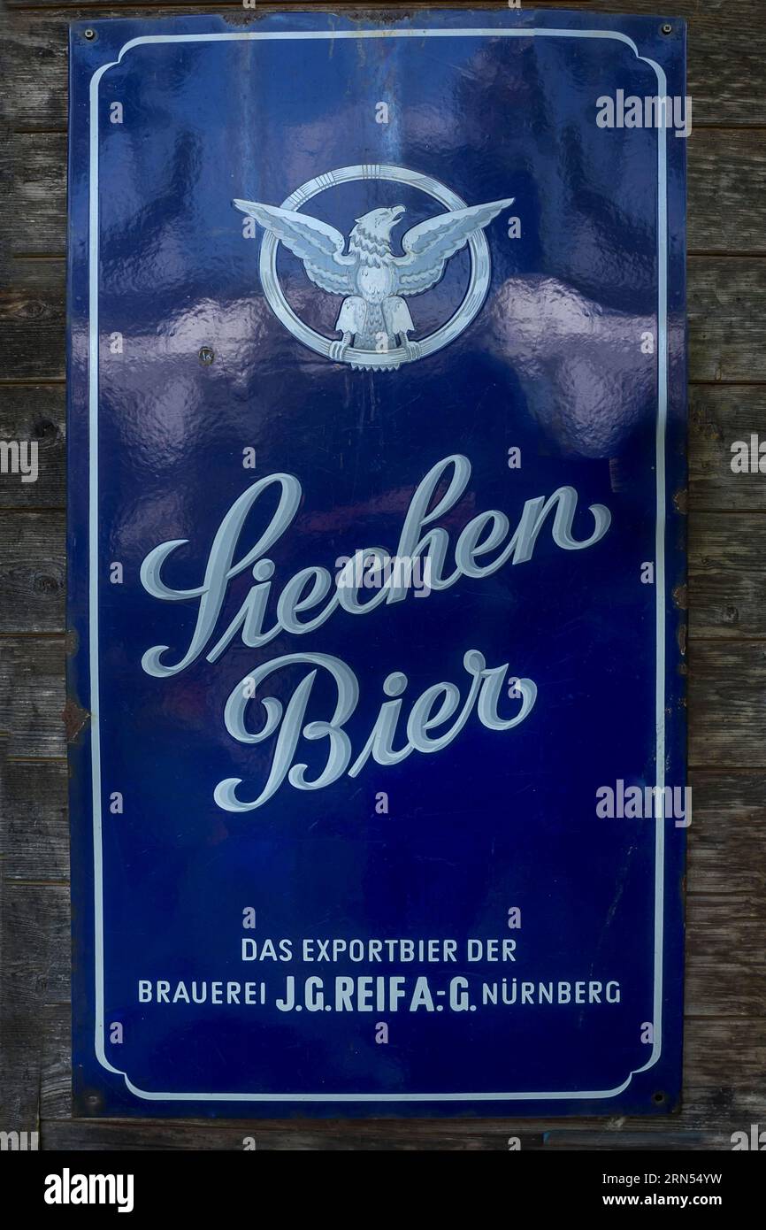 Old enamel sign from the 1950s, Siechen Bier, Bavaria, Germany Stock ...