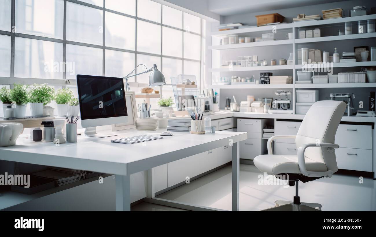 Scandinavian Style Modern Home Office Interior Stock Photo - Alamy