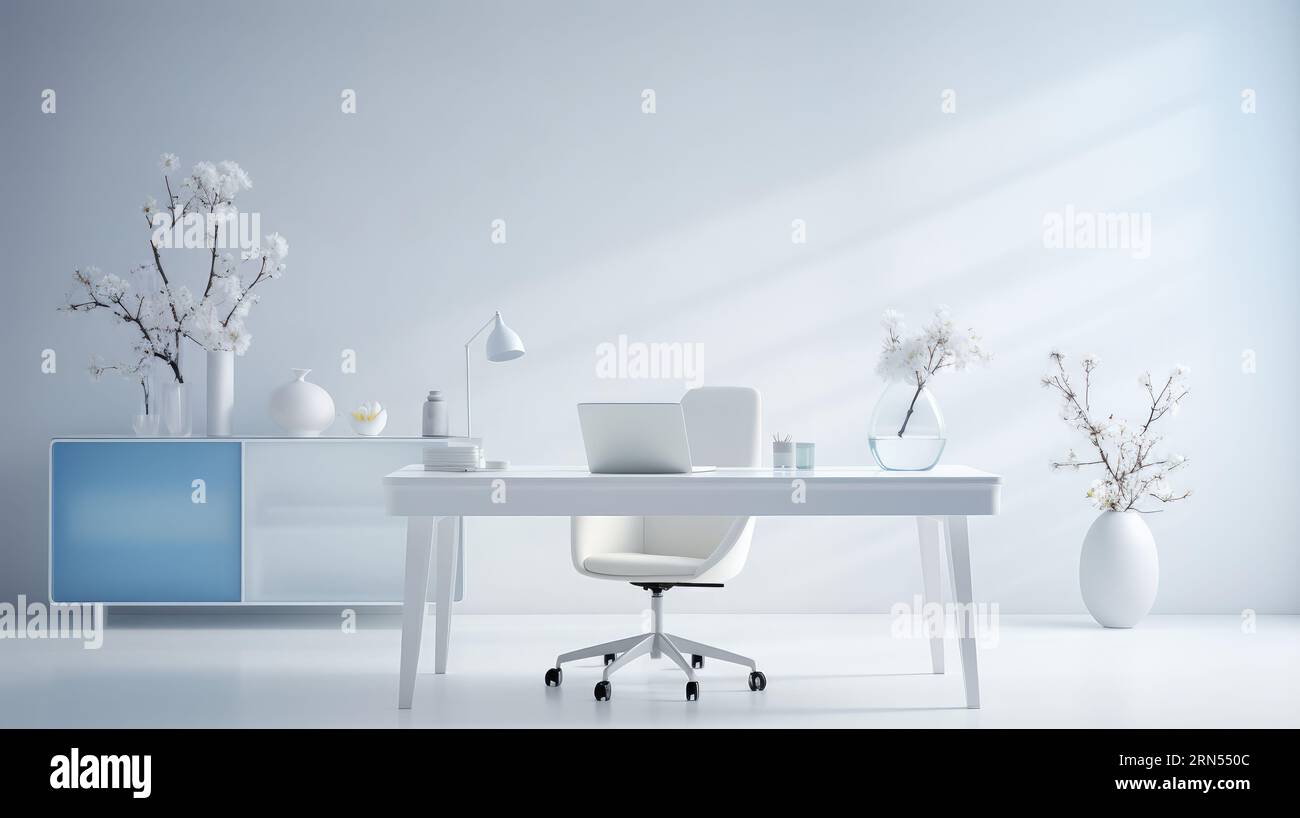 Minimalist Japanese Style Modern Home Office Interior Stock Photo - Alamy