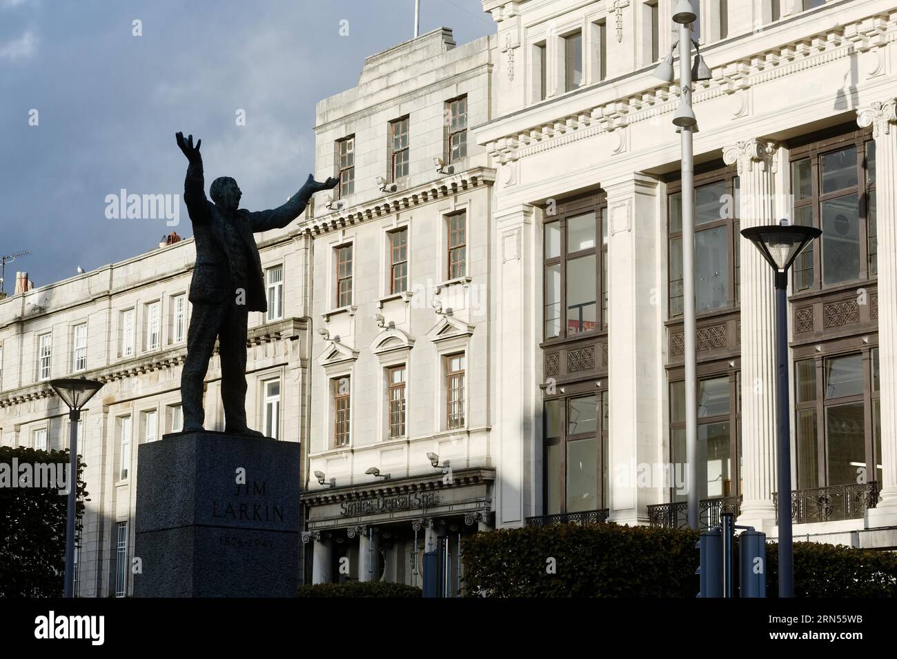 The statue of Irish trade unionist Jim Larkin in O'Connell Street on an ...