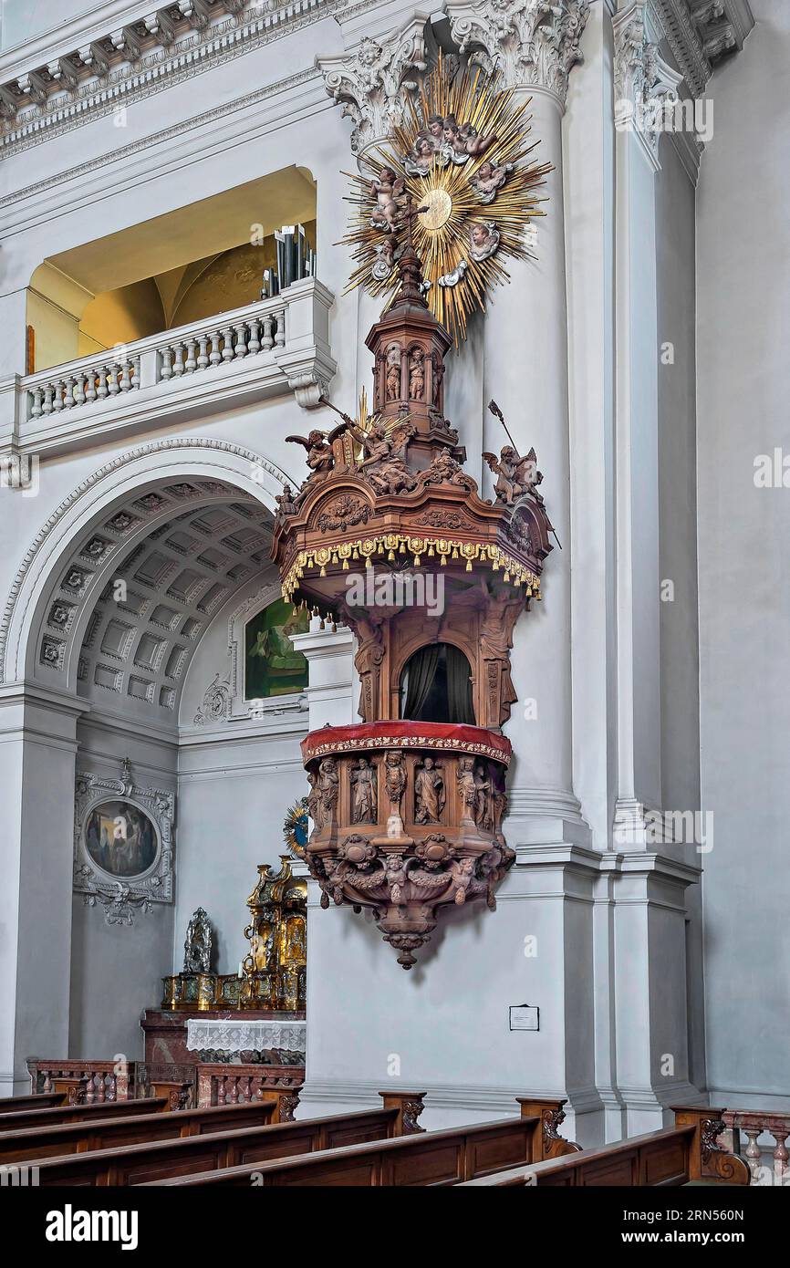 The richly carved pulpit, New Parish Church of St Margaret ...