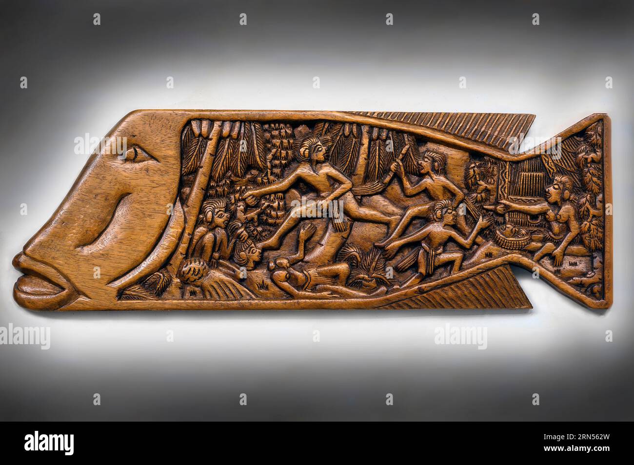Souvenir, fish carving, relief, Palau Islands, Pacific Ocean Stock ...