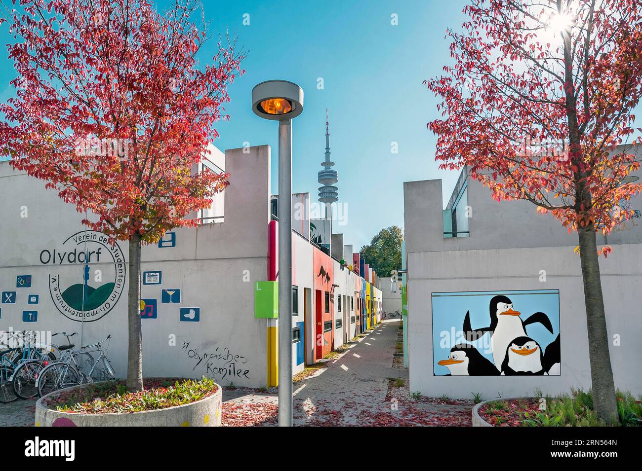 Colourful facades, Olympic Village with painting on the former ...