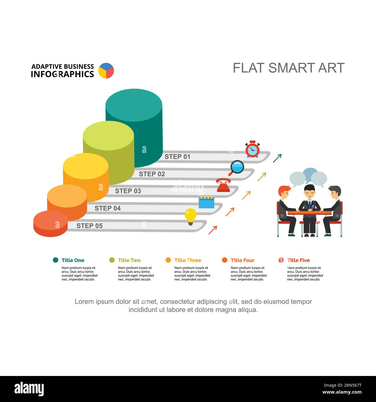 Businessmen with business steps infographic vector illustration Stock ...