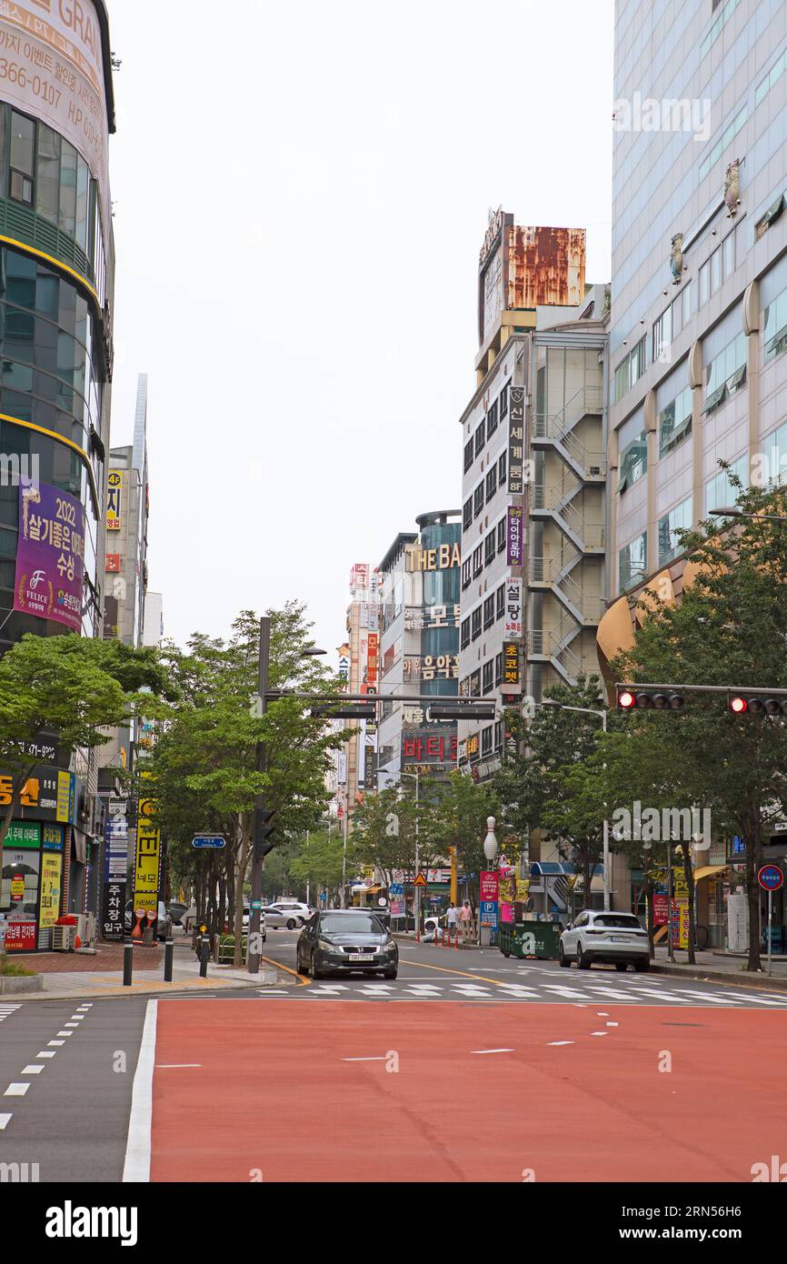 Street between high-rise buildings, Gwangju, Jeollanam-do Province ...