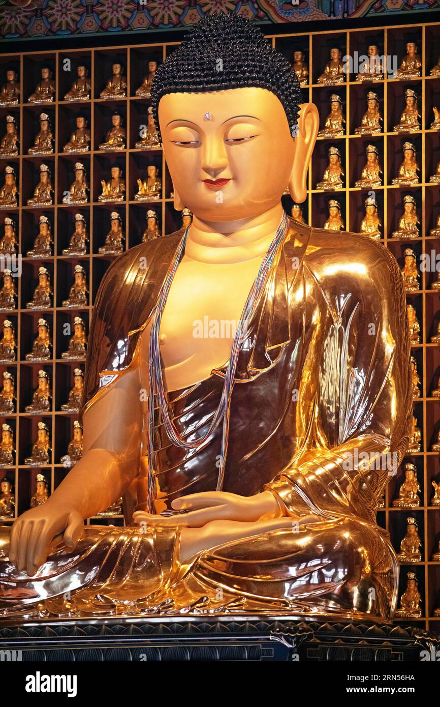 Golden Buddha Statue in the Temple, May 18th Memorial Park, Gwangju ...