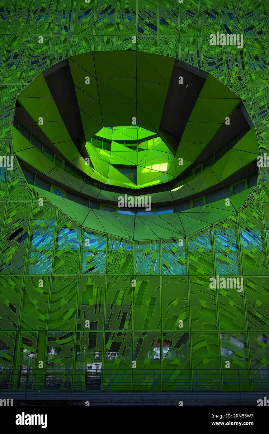 Le Cube Verte, green cube, headquarters of the TV channel euronews ...