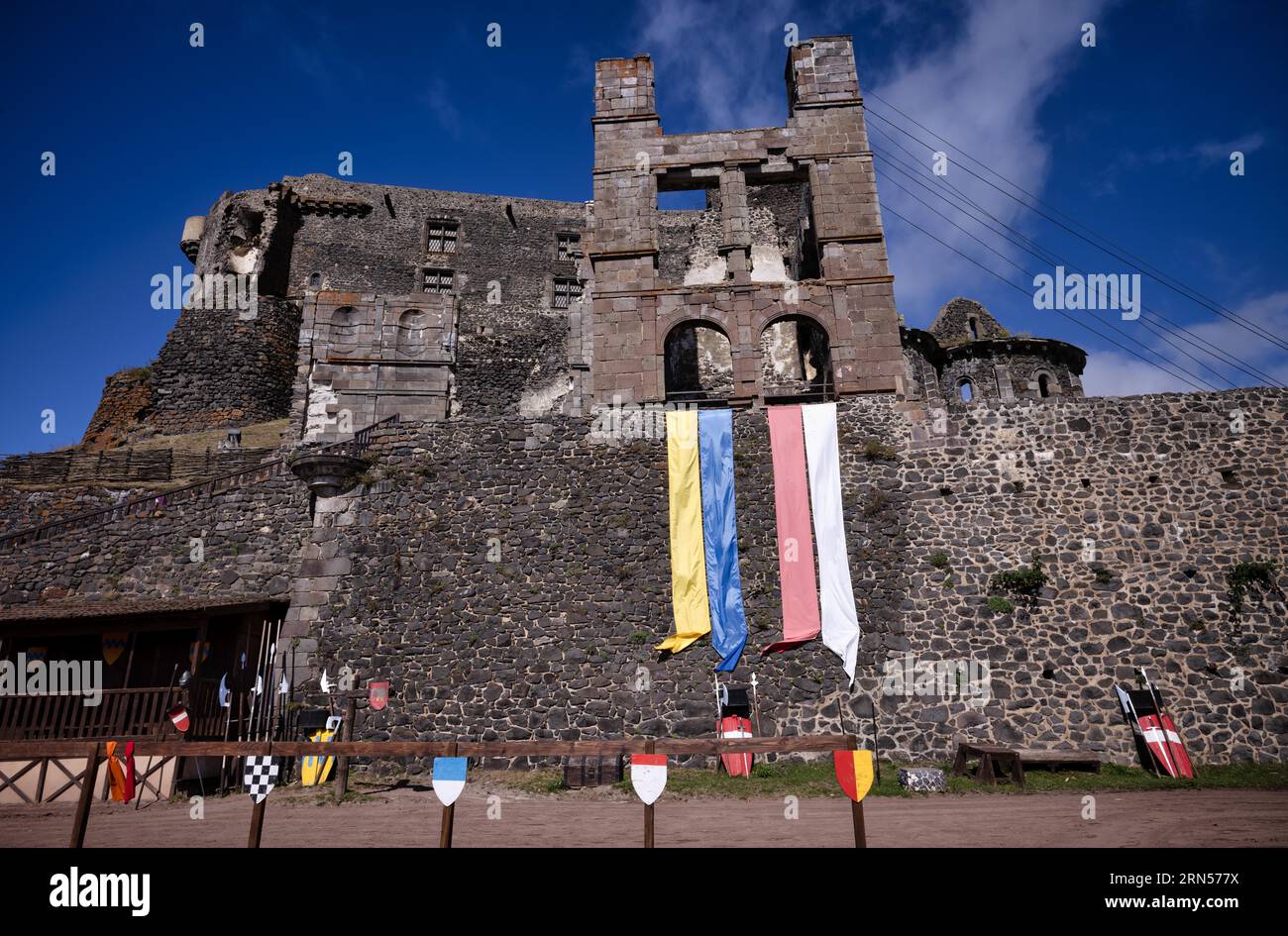 Flagging for jousting games, Murol Castle, Chateau de Murol, Murol ...