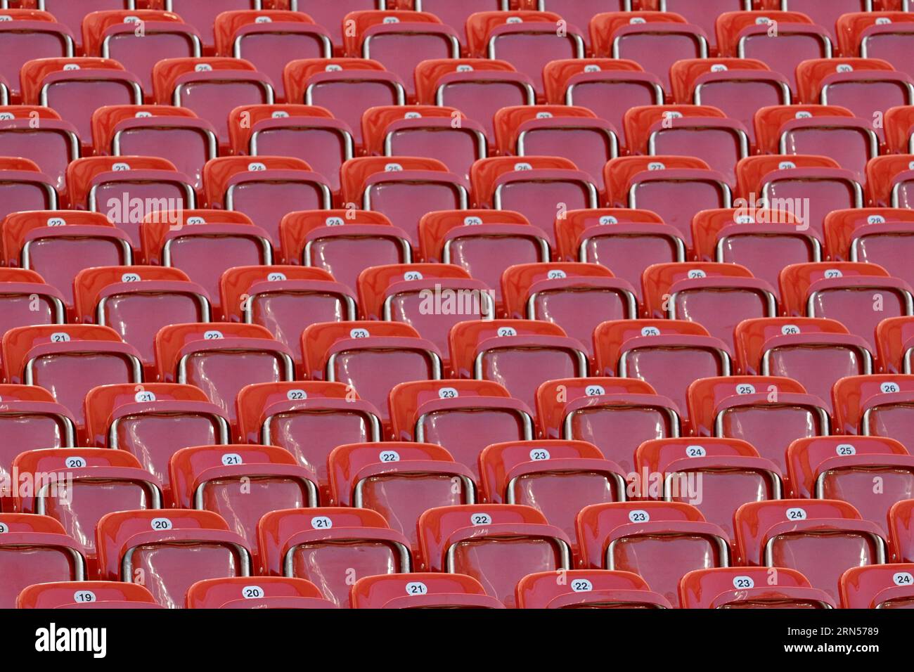 New seats, rows of seats, red, MHPArena, Stuttgart, Baden-Wuerttemberg ...